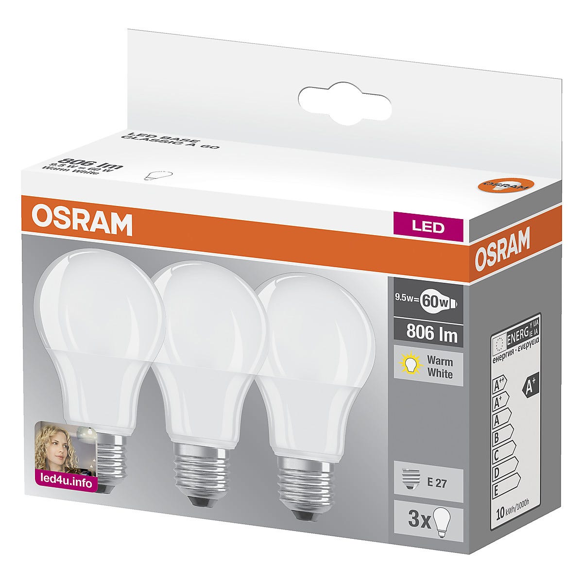 Osram LED Classic lyspære E27 3-pack | Clas Ohlson