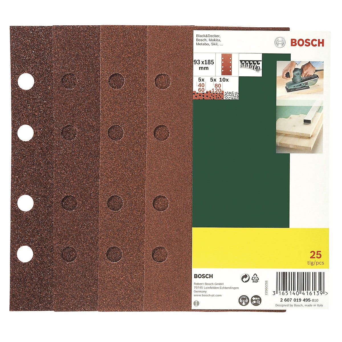 Slippapper 93x185 mm, Bosch | Clas Ohlson