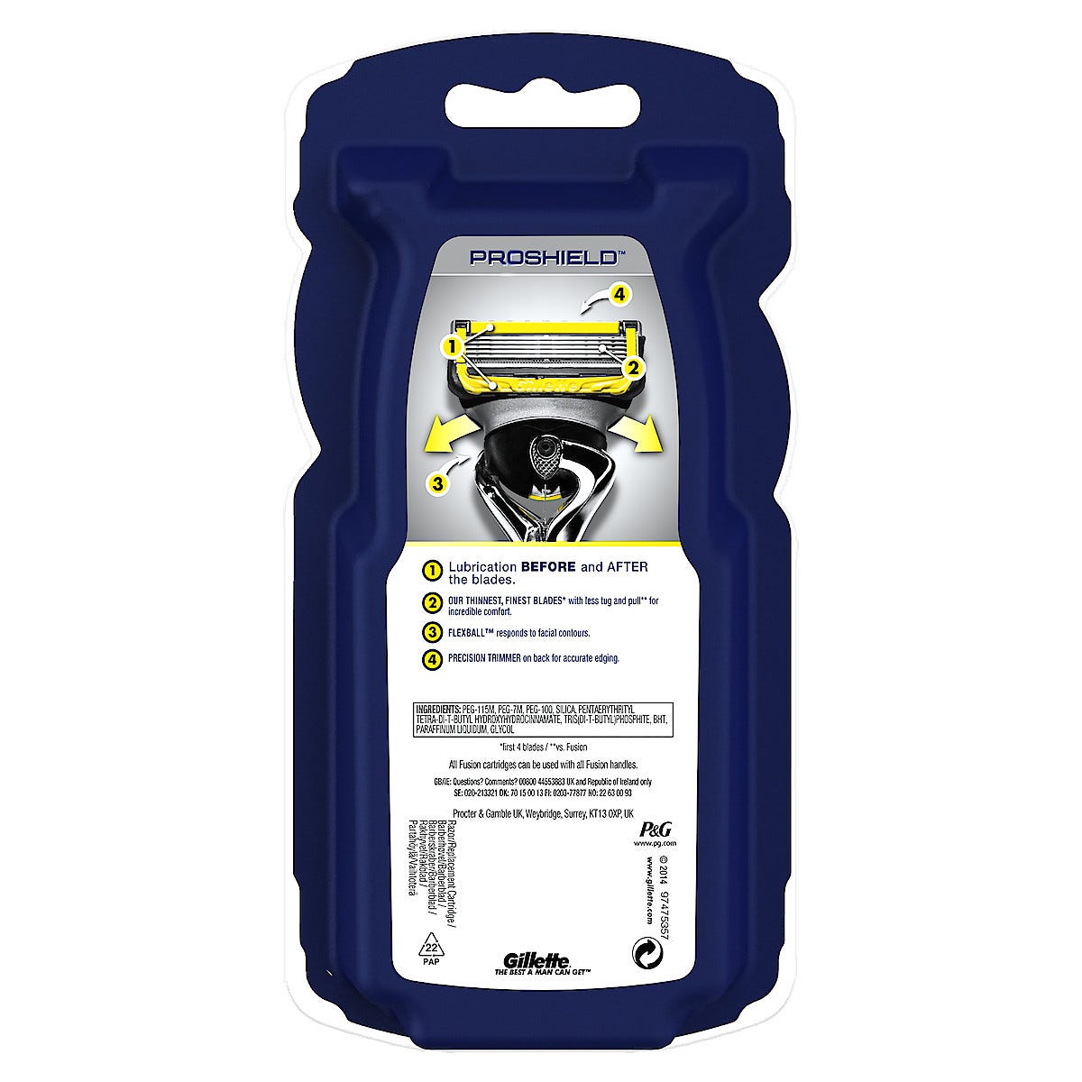 Gillette Fusion ProShield Yellow Razor | Clas Ohlson